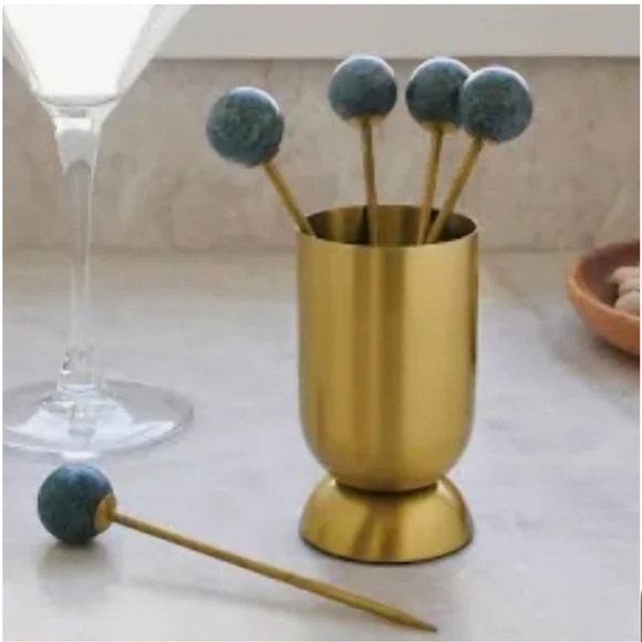 Threshold | Dining | Threshold Cocktail Picks Gold Holder Green Marble ...